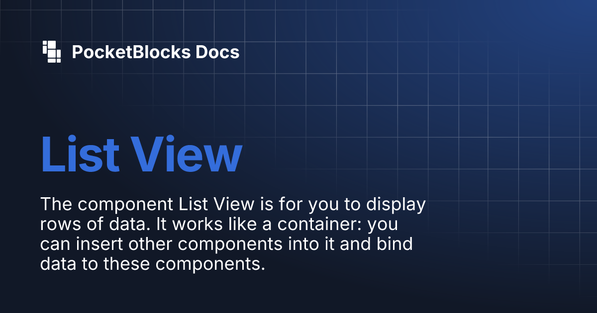 List View | PocketBlocks Docs